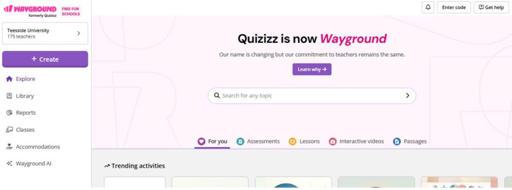 Quizizz Is Now WayGround - 'What This Means for Teesside University Staff' - LTE Online