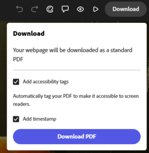 New Feature - Download Adobe Express Webpages as PDF - LTE Online
